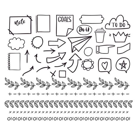 Premium Vector Bullet Journal Hand Drawn Element Set Sticker Planner Label Doodle Sketch