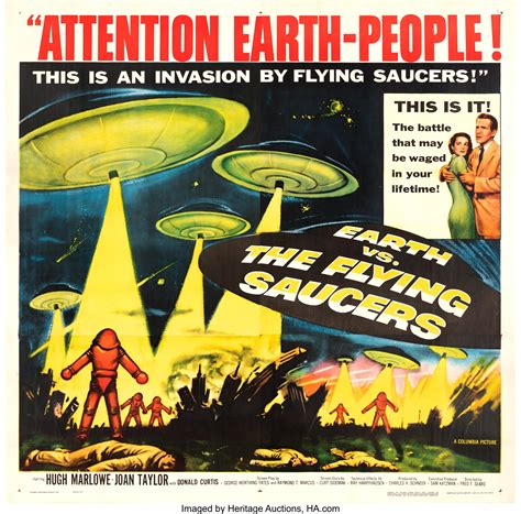 Earth Vs The Flying Saucers Columbia 1956 Very Fine On Linen