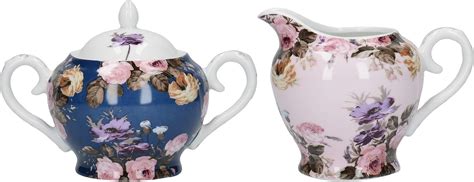 Katie Alice Wild Apricity Sugar Bowl And Creamer Jug Porcelain Navy