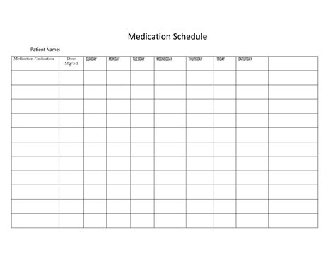 Medication Chart Template Word