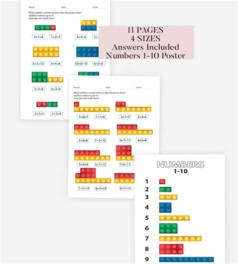 足し算のワークシート、1～10の数字、足し算のワークシート、教育リソース、足し算のページ、算数入門、算数ワークシート教師用リソース Etsy 日本
