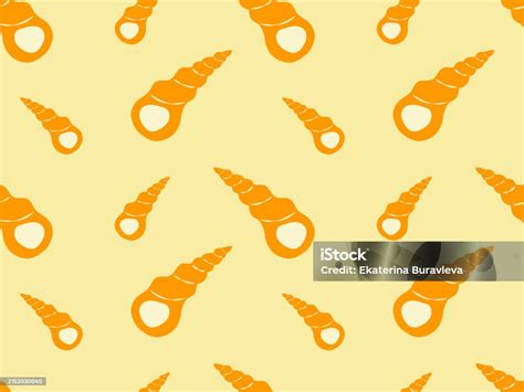 노란색 배경에 조개껍데기가 있는 완벽 한 패턴입니다 해양 테마의 벡터 일러스트 레이 션 0명에 대한 스톡 벡터 아트 및 기타 이미지 0명 가리비 귀여운 Istock