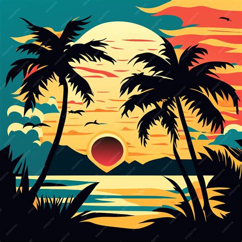 Premium Vector Cute Sunset Background