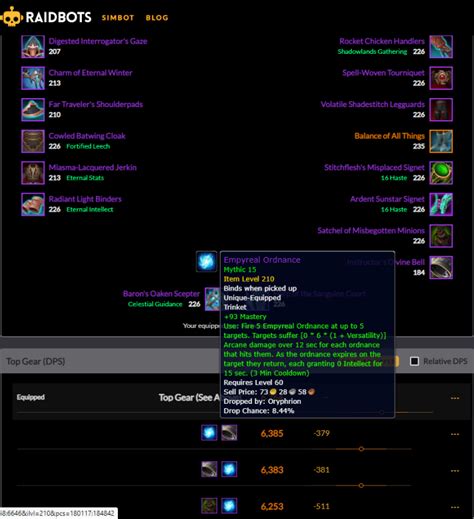 Empyreal Ordinance Sim Bug Issue Seriallos Raidbots Issues GitHub
