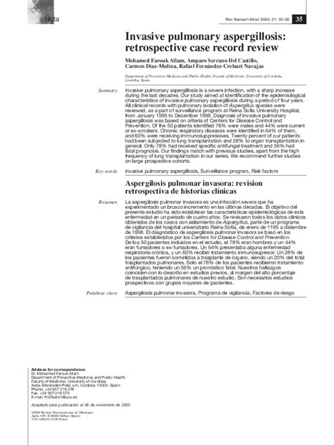 Pdf Epidemiological Insights On Invasive Pulmonary Aspergillosis