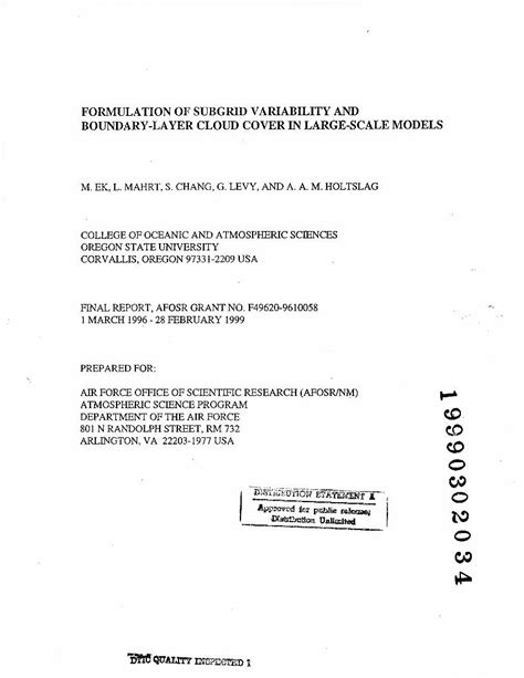 Pdf Formulation Of Subgrid Variability And Boundary Layer · Formulation Of Subgrid