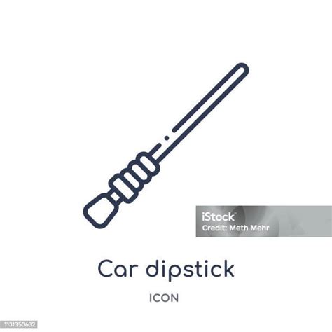 자동차 부품 개요 컬렉션에서 선형 자동차 계량 스틱 아이콘입니다 얇은 라인 자동차 계량 스틱 벡터 흰색 배경에 고립입니다 자동차