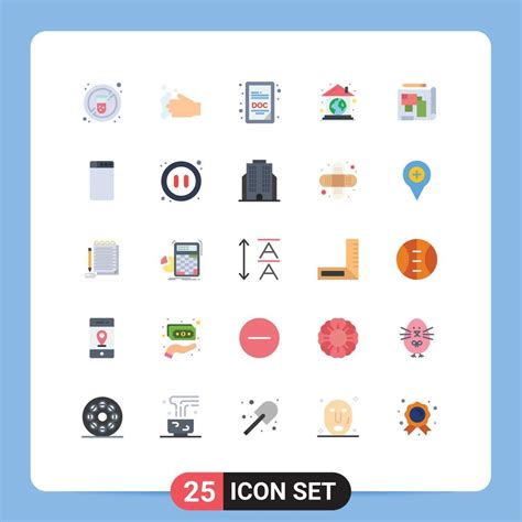 25 Thematic Vector Flat Colors And Editable Symbols Of Building Architecture Doc Earth Green