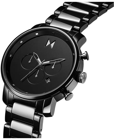 Mvmt Mens Chrono Ceramic Black Bracelet Watch 45mm Macys