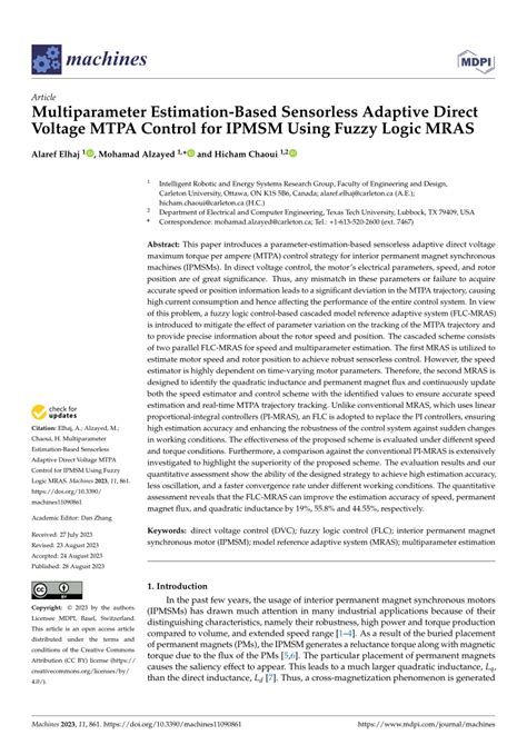 Pdf Multiparameter Estimation Based Sensorless Adaptive Direct Voltage Mtpa Control For Ipmsm