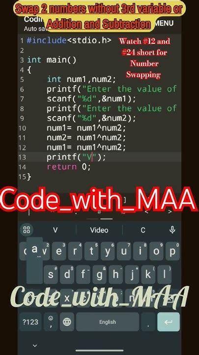 29 Swap 2 Number Without Addition And Subtraction Or 3rd Variable