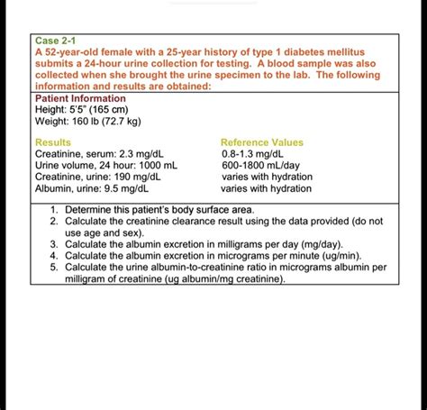 Solved Case 2 1 A 52 Year Old Female With A 25 Year History Of Type 1 Diabetes Mellitus