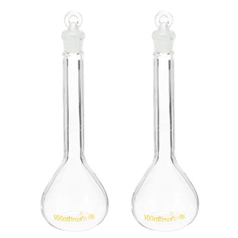 Uxcell 100ml Tolerance 0 1ml 3 3 Borosilicate Glass Volumetric Flask With Glass Stopper Clear