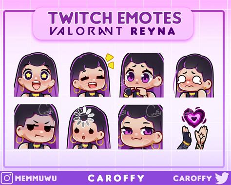 Cute Valorant Reyna Emotes Bundle 2 Twitch Discord Youtube Etsy Sketches Tutorial Twitch