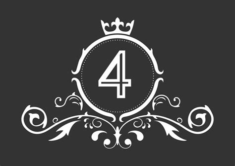 Premium Vector Stylized Number 4 Ornament And Crown Monogram Template