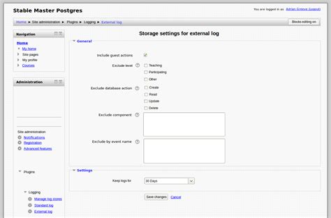 File External Log Settings Png MoodleDocs