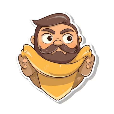 卡通鬍子男子與圍巾標誌剪貼畫 向量 帶有卡通肩膀聳肩隔離的貼紙設計 貼紙向量圖案素材免費下載，png，eps和ai素材下載 Pngtree