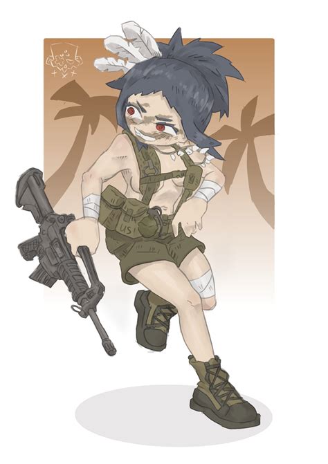 Mr Banzai Original Highres 1girl Ammunition Pouch Assault Rifle