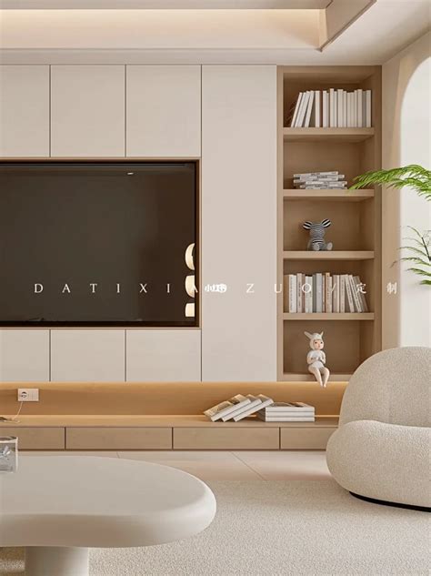 新作｜奶油原木风 ️满墙电视柜太香了‼️ 花瓣网