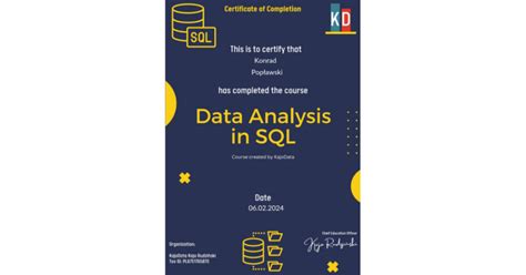 konrad popławski on linkedin data analysis in sql course certificate