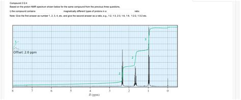Solved Compound 2 Q4 Based On The Proton Nmr Spectrum Shown