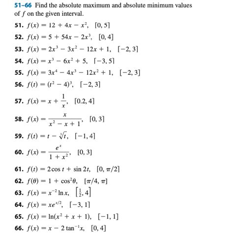 Solved 51 66 Find The Absolute Maximum And Absolute Minimum