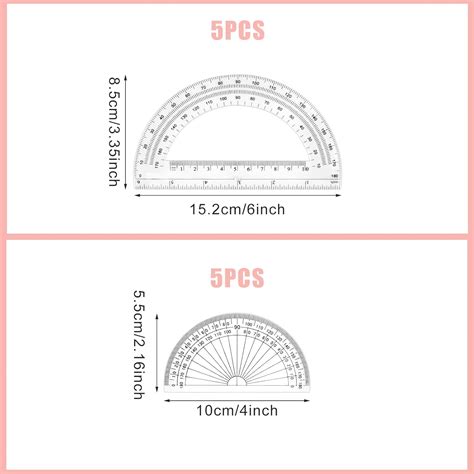 Aiex 10pcs Plastic Protractor 4 Inch And 6 Inch Clear Protractor