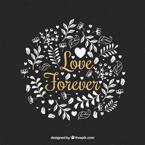 윤기 사랑 메시지와 함께 손으로 그린 꽃 배경 무료 벡터