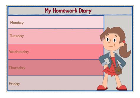 10 Homework Diary Schedules Teaching Resources