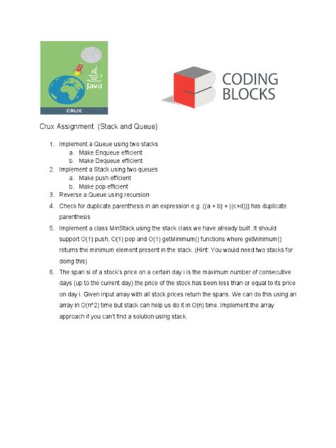 Stacks And Queue Assignment Pdf