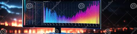 Colorful Spectrum Analysis Chart Displayed On A High Definition Scientific Monitor Stock
