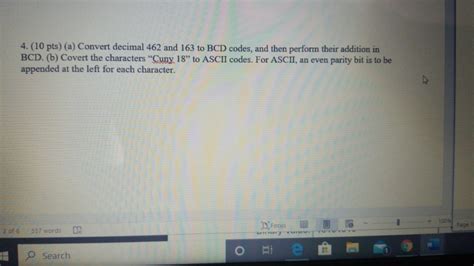 solved 4 10 pts a convert decimal 462 and 163 to bcd