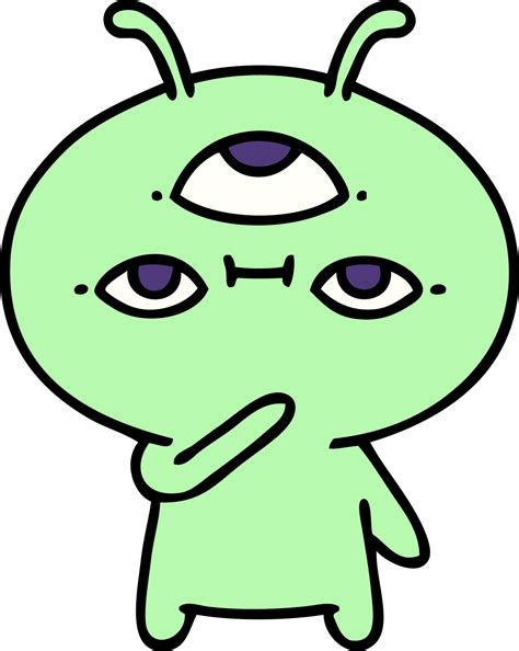 Cartoon Of A Small Alien Looking Thoughtful 12550240 Vector Art At Vecteezy