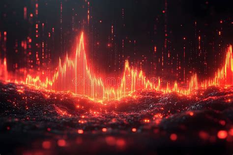 Abstract Digital Waveform With Vibrant Red Light Effects For Technology Design Generative Ai
