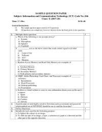 Class COMPUTER Sample Paper Class CBSE Docsity