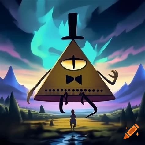 Bill Cipher The Triangle Character From Gravity Falls Towering Over