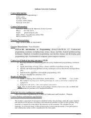 Online Syllabus CSCI A201 Fall 2017 Pdf Indiana University Southeast