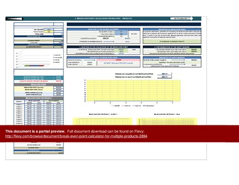 Break Even Point Calculator For Multiple Products Template Excel Xls
