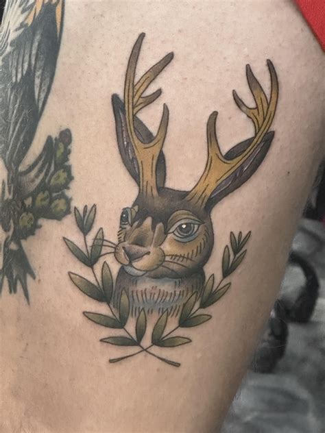 Traditional Jackalope Tattoo