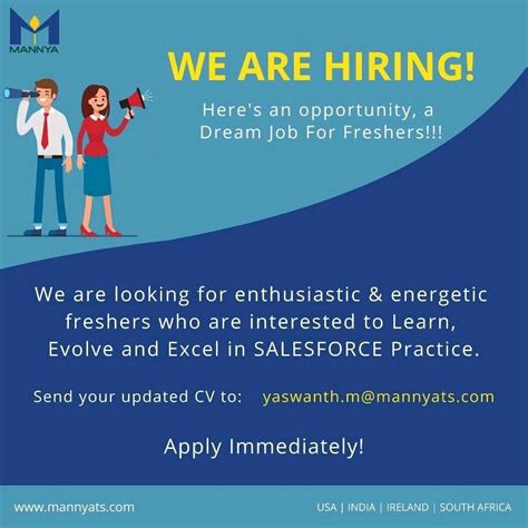 Mannya Techno Solutions On Linkedin Freshers Salesforce Salesforcejobs Salesforcedeveloper