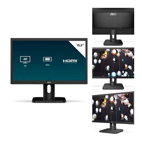 Monitor Aoc 19 5 20E1H Led Hd TN 60hz 5ms Vesa Vga Hdmi Concórdia Tecnologia e confiança