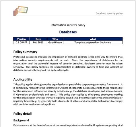 Policy On Database Security