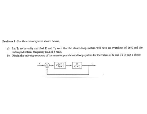 Solved Problem 1 For The Control System Shown Below A Let Chegg