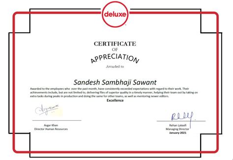 Sandesh Sawant On Linkedin Certificateofappreciation Excellenceaward Work Thankyou 16