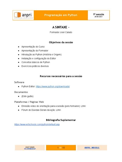 Introdução Python Sintaxe Variáveis Funções Pdf Python Linguagem De Programação