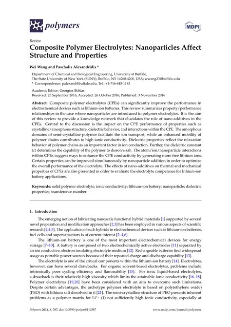 Pdf Composite Polymer Electrolytes Nanoparticles Affect Structure