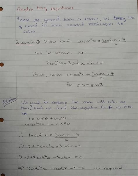 A Level Maths Notes A2 Solving Trigonometric Equations Part 8