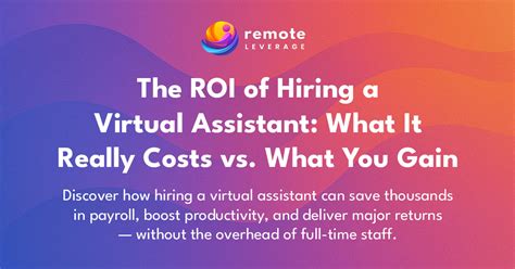 The Roi Of Hiring A Virtual Assistant What It Really Costs Vs What You Gain Remote Leverage
