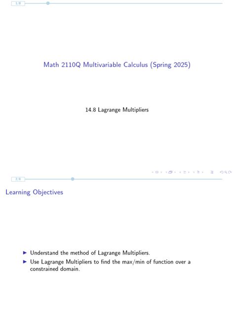 14 8 Lagrange Multipliers Filled Notes Pdf Multivariable Calculus Analysis
