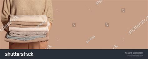 Woman Holding Stack Clothes Used Wardrobe Stock Photo Shutterstock